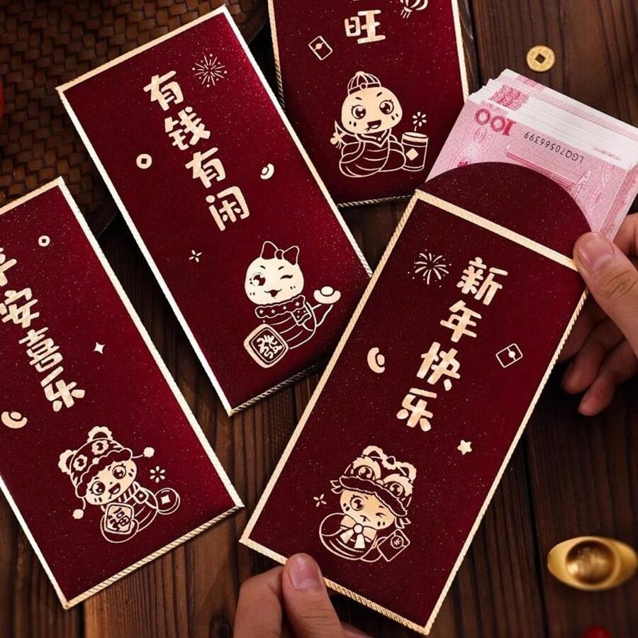 6Pcs 2025 Snake Year Red Envelope New Year Red Pocket Chinese Red Bag ...