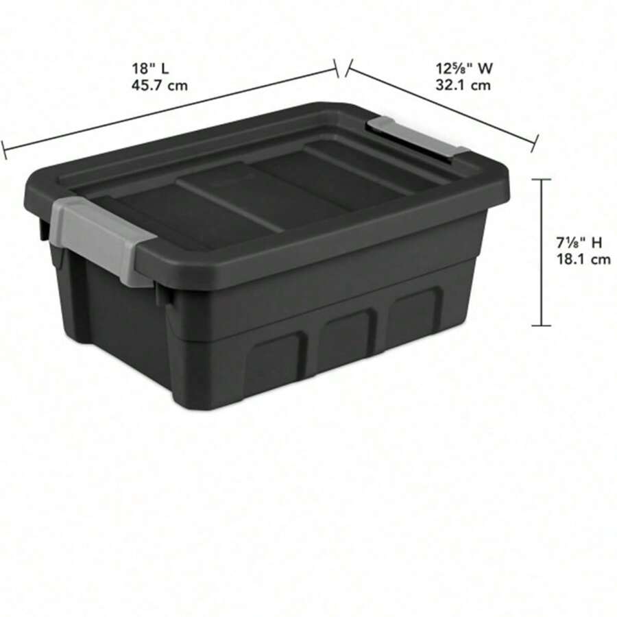 7.5 Gallon Plastic Stacker Tote, Heavy Duty Lidded Storage Bin ...