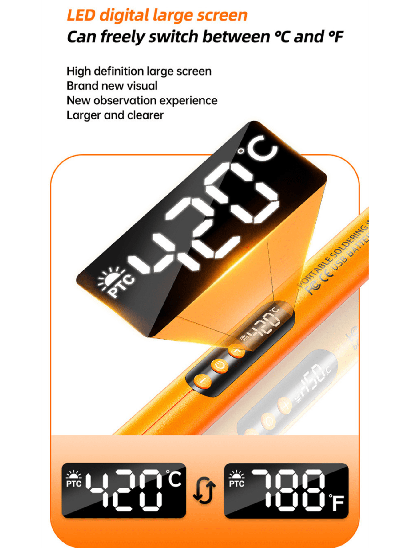 Mini Digital Display USB Charging Soldering Iron, Portable Wireless ...