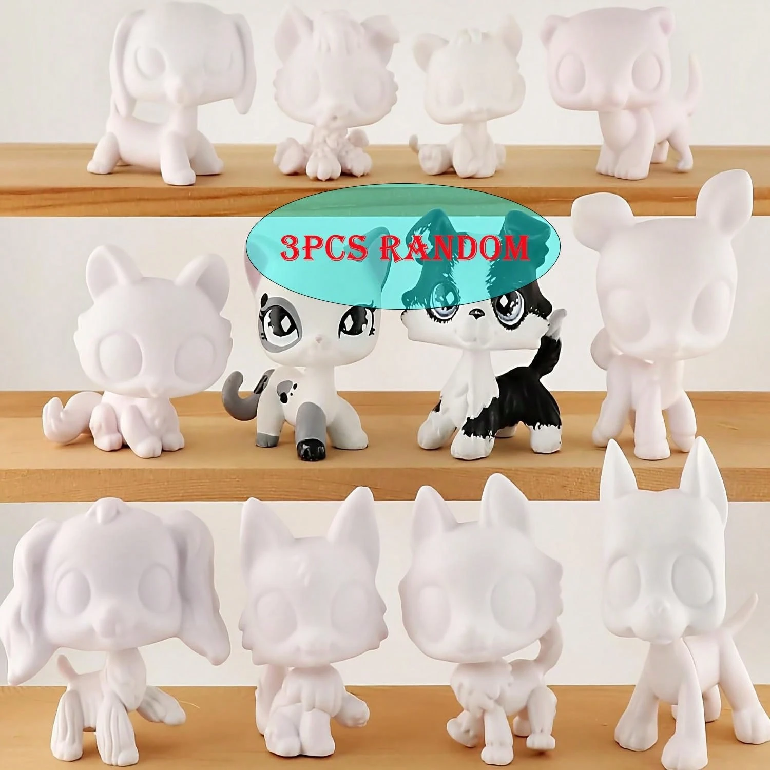 LPS White Figure Base, 3 Piece Random Dachshund Husky Cocker Spaniel ...