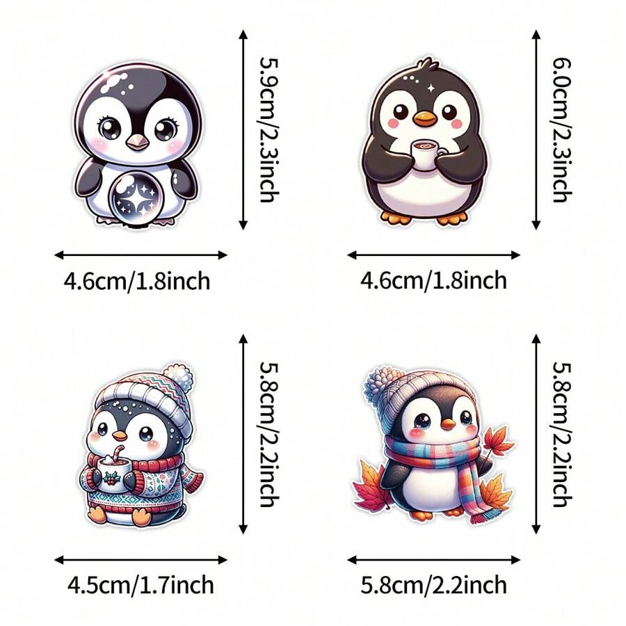 50PCS Cute Penguins Stickers Vinyl Aesthetics Stickers For Scrapbooking ...