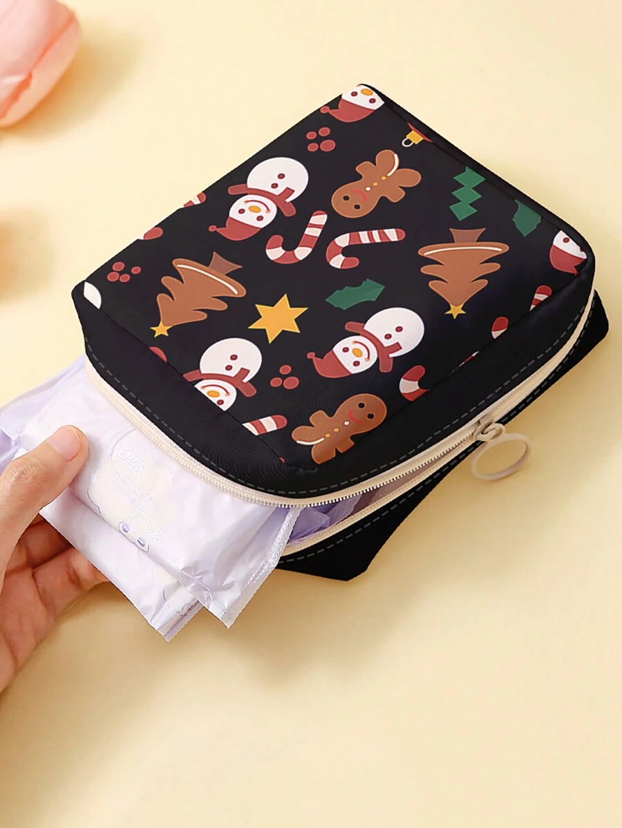 Random Pattern Sanitary Pad Storage Pouch, Cosmetic Organizer Bag ...