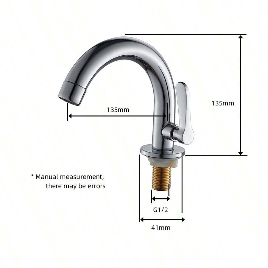 Water Saving Single Cold Basin Faucet Kitchen Tap Quick Opening Chrome ...
