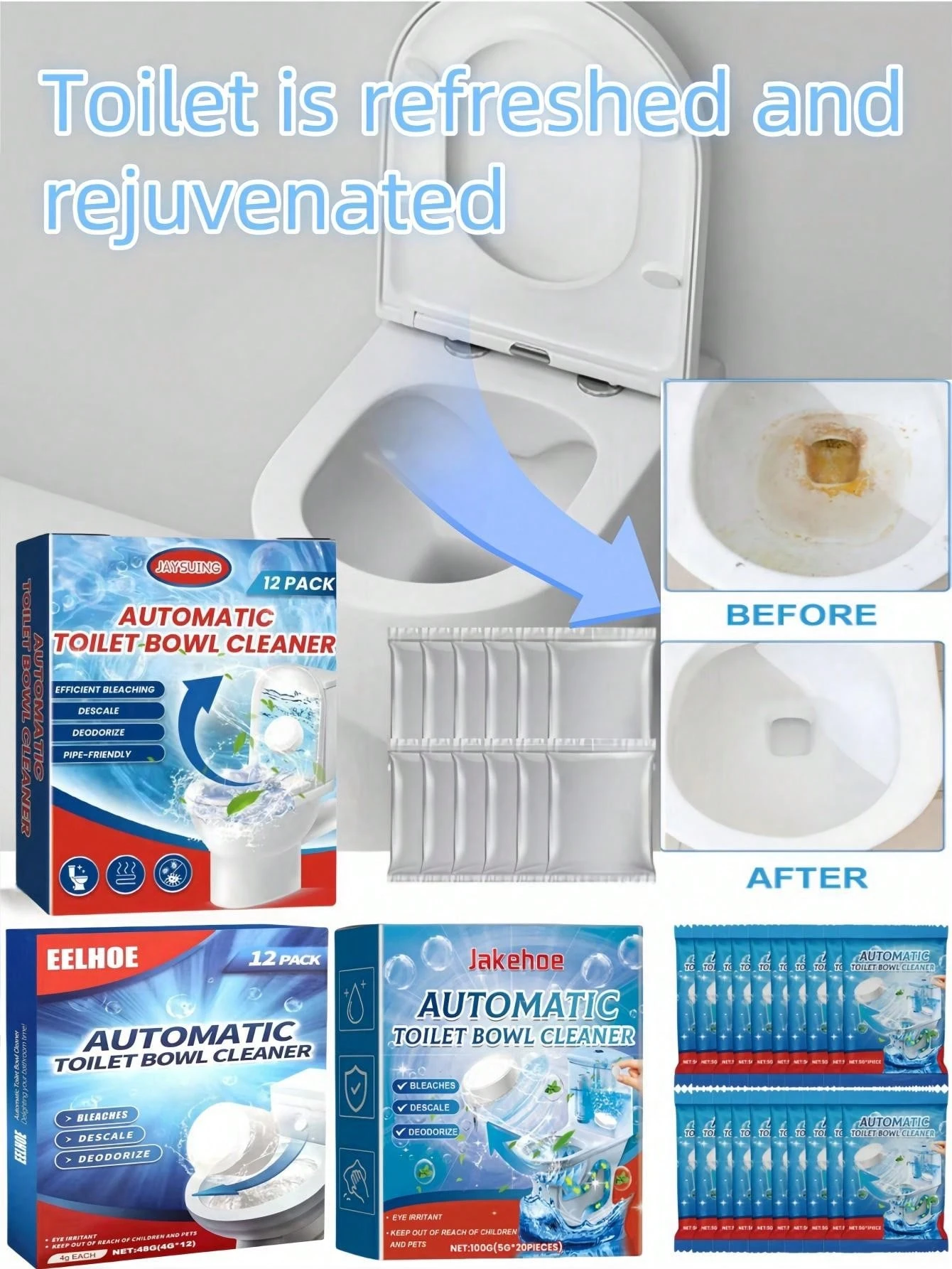 Toilet Cleaning Effervescent Tablets, Cleaning Toilet Odor, Urine ...