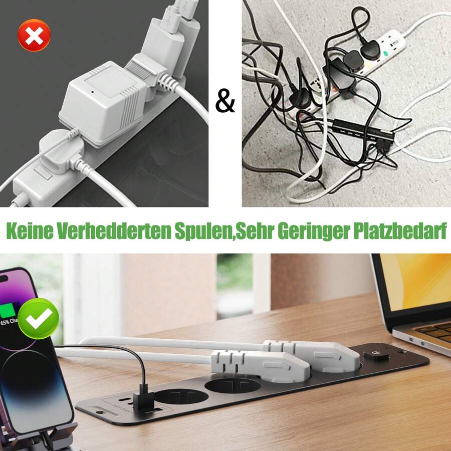 HITRENDS 4-Gang Telescopic Receptacle With 2 USB-A And 2 USB-C, 8-In-1 ...