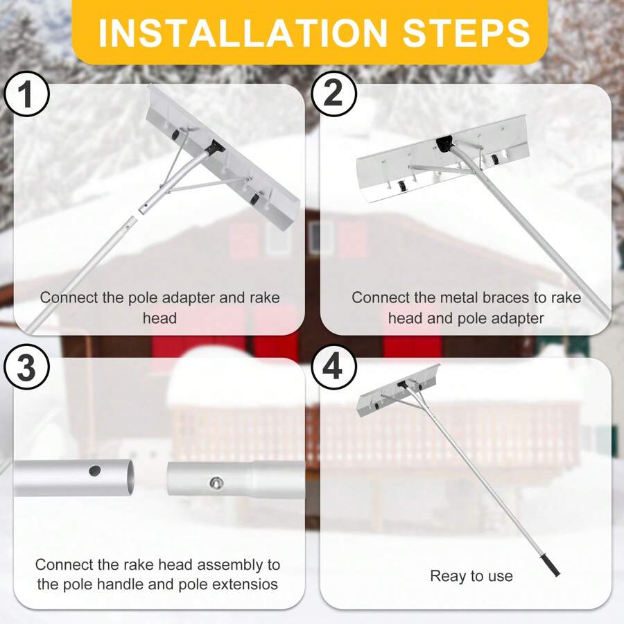 HONGGE 20ft Snow Rake For House Roof With Aluminum Blade Lightweight ...