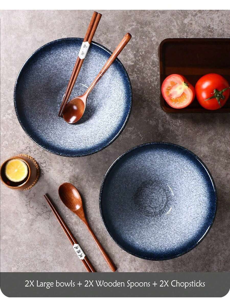 Ramen Bowls, 2 Sets (6 Piece) 60 Ounce, Large Noodle Soup Bowl With ...