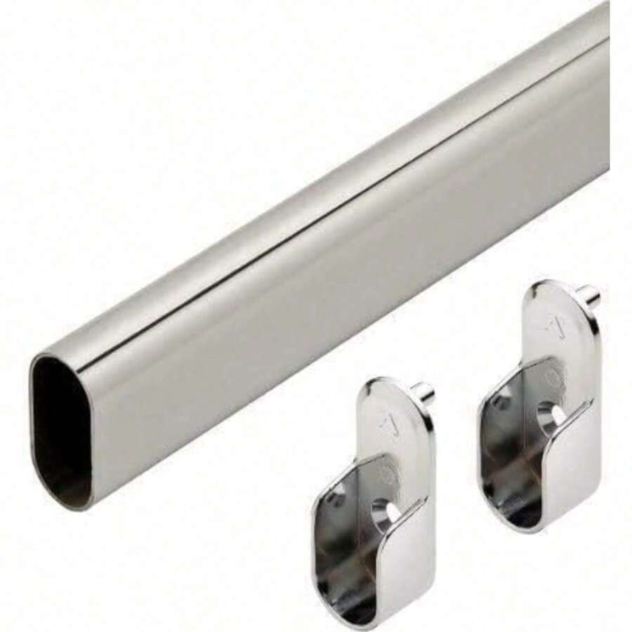 Premium Oval Wardrobe Closet Rod With End Supports (5 Pack) - 48inch ...
