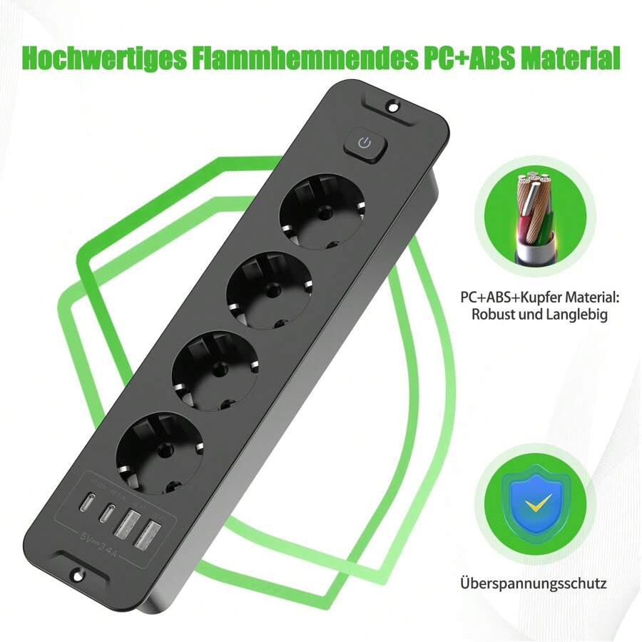 HITRENDS 4-Gang Telescopic Receptacle With 2 USB-A And 2 USB-C, 8-In-1 ...