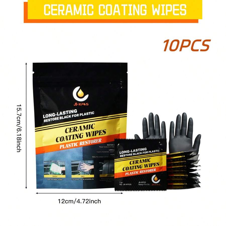 JB-XPCS Black Plastic Restorer Wipes Car Plastic Trim Restorer Kit Ceramic Trim Coat Kit ...