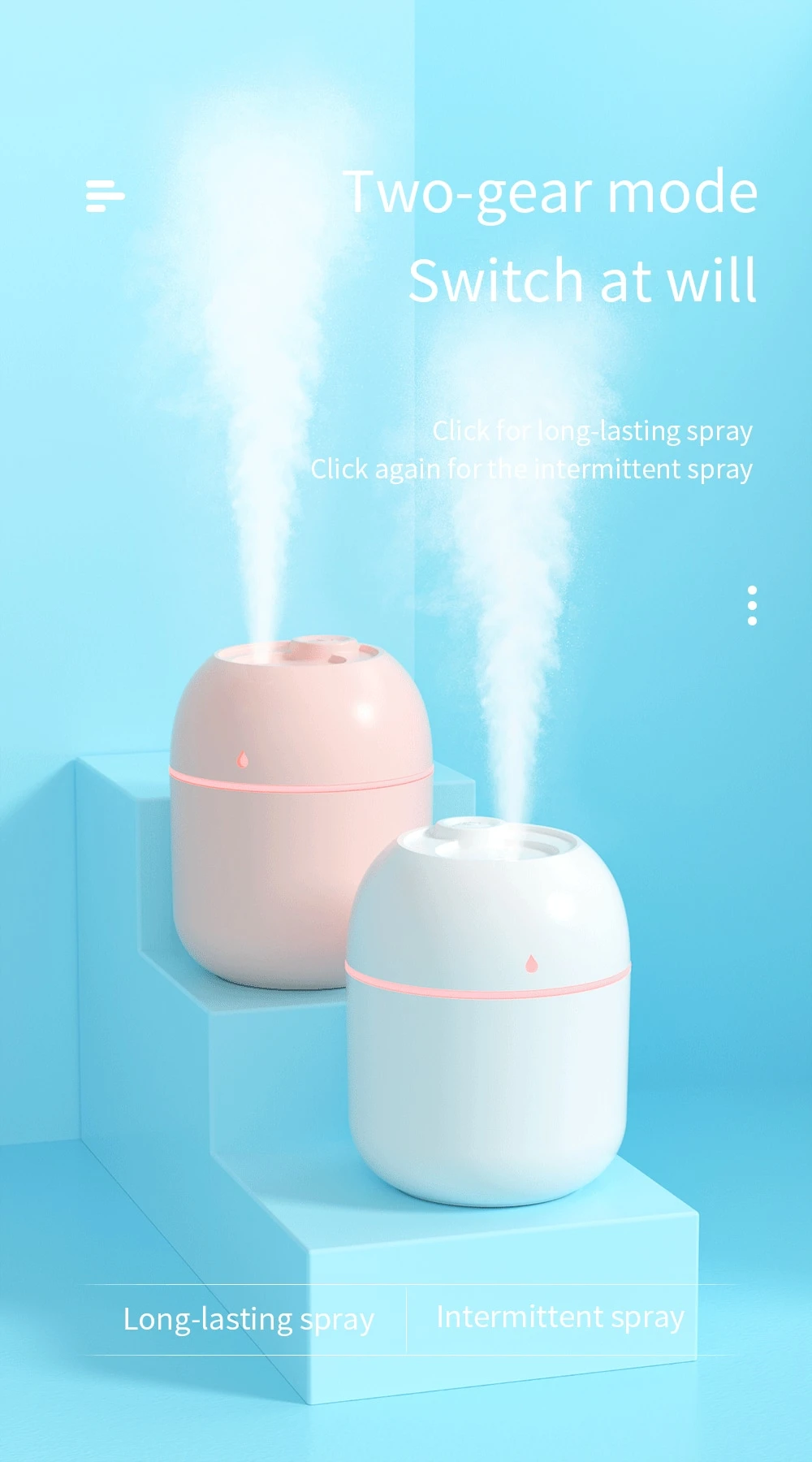 Humidificador mini, humidificador de escritorio silencioso con neblina ...