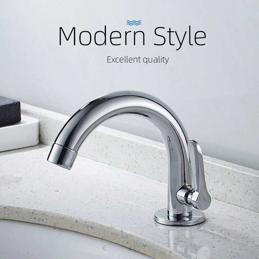 Water Saving Single Cold Basin Faucet Kitchen Tap Quick Opening Chrome ...