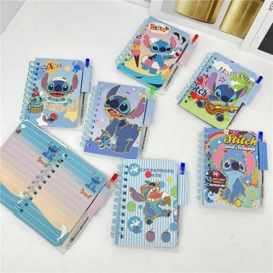 Disney 1 Set Stitch Themed Spiral Notebooks With Ballpoint Pens ...