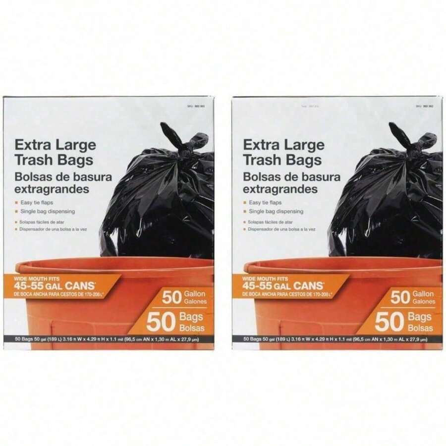 50 Gal. Extra Large Black Trash Bags (50-Count) (2 Pack) | SHEIN USA