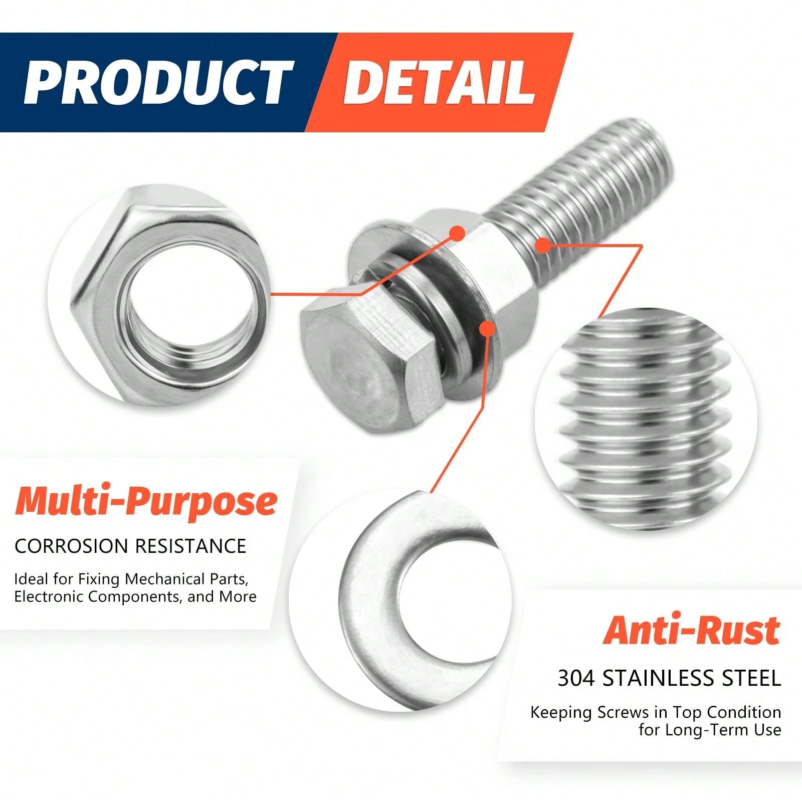 SANJODS Hex Head Nuts And Bolts Assortment Kit, Stainless Steel M4 M5 Bolts And Nuts Kit ...