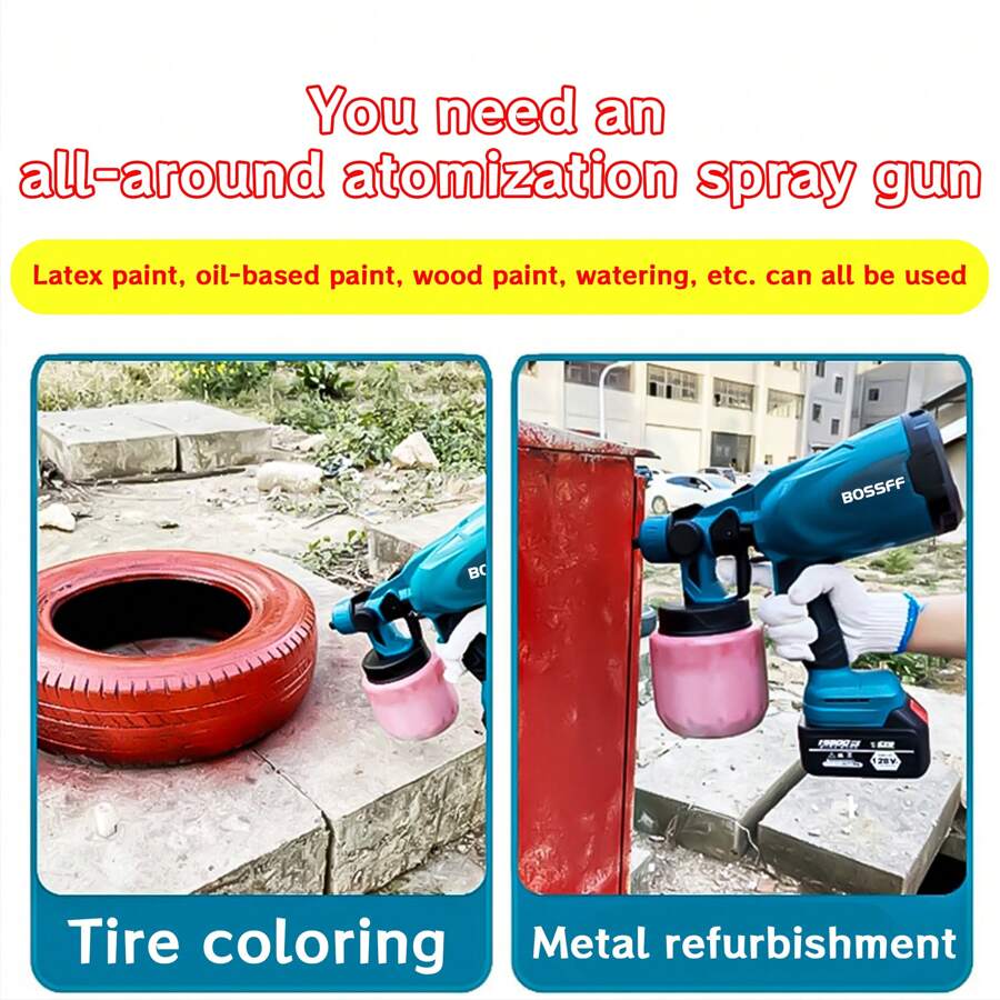 Cordless Electric Paint Sprayer, All-In-One Handheld Rechargeable Paint ...