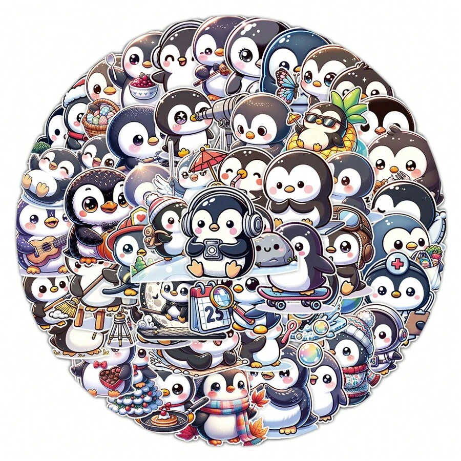 50PCS Cute Penguins Stickers Vinyl Aesthetics Stickers For Scrapbooking ...