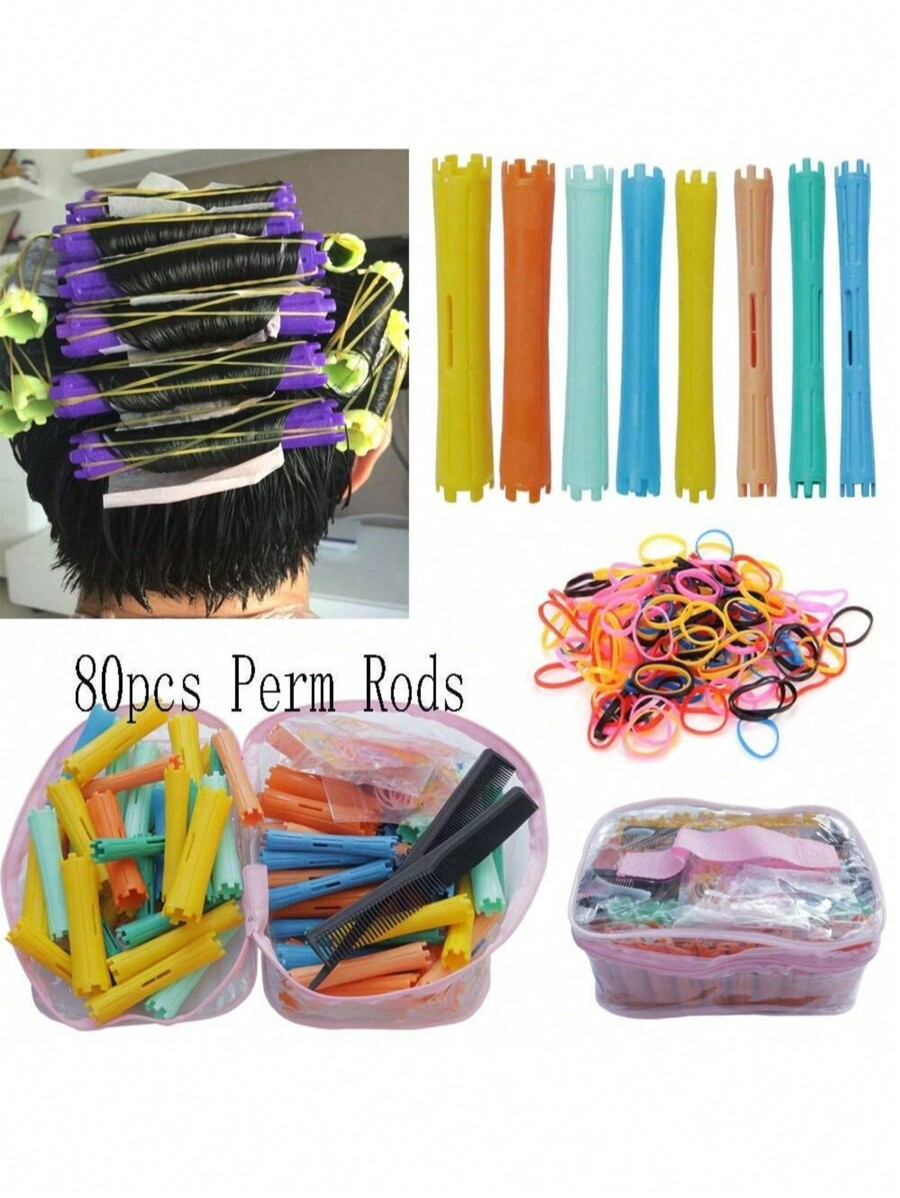 80pcs Plastic Hair Curler Set With PVC Bag, Cross-Border Safe For Bangs ...