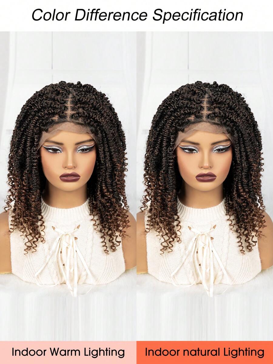 A ANYTIME Braided Wigs For Black Women Lace Front Knotless Box Short ...
