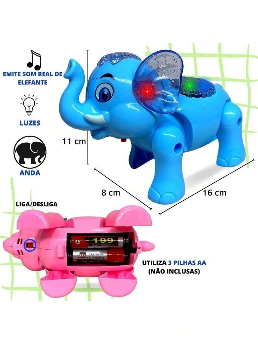 Brinquedo LED Elefante Robo De Brinquedo Com Som E Luz Musical Late ...