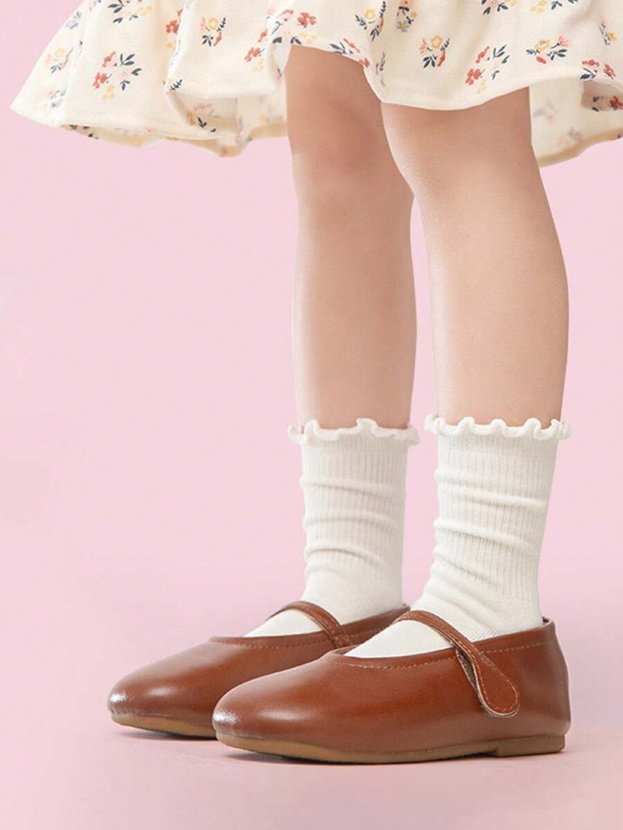 3 Pairs Girls White Socks, Mid-Calf Socks With Lace Trim, Ruffled Socks ...