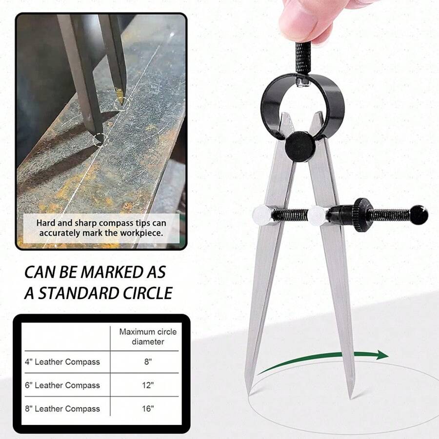 1pc Steel & Leather Adjustable Locking Spring Wing Compass - For ...