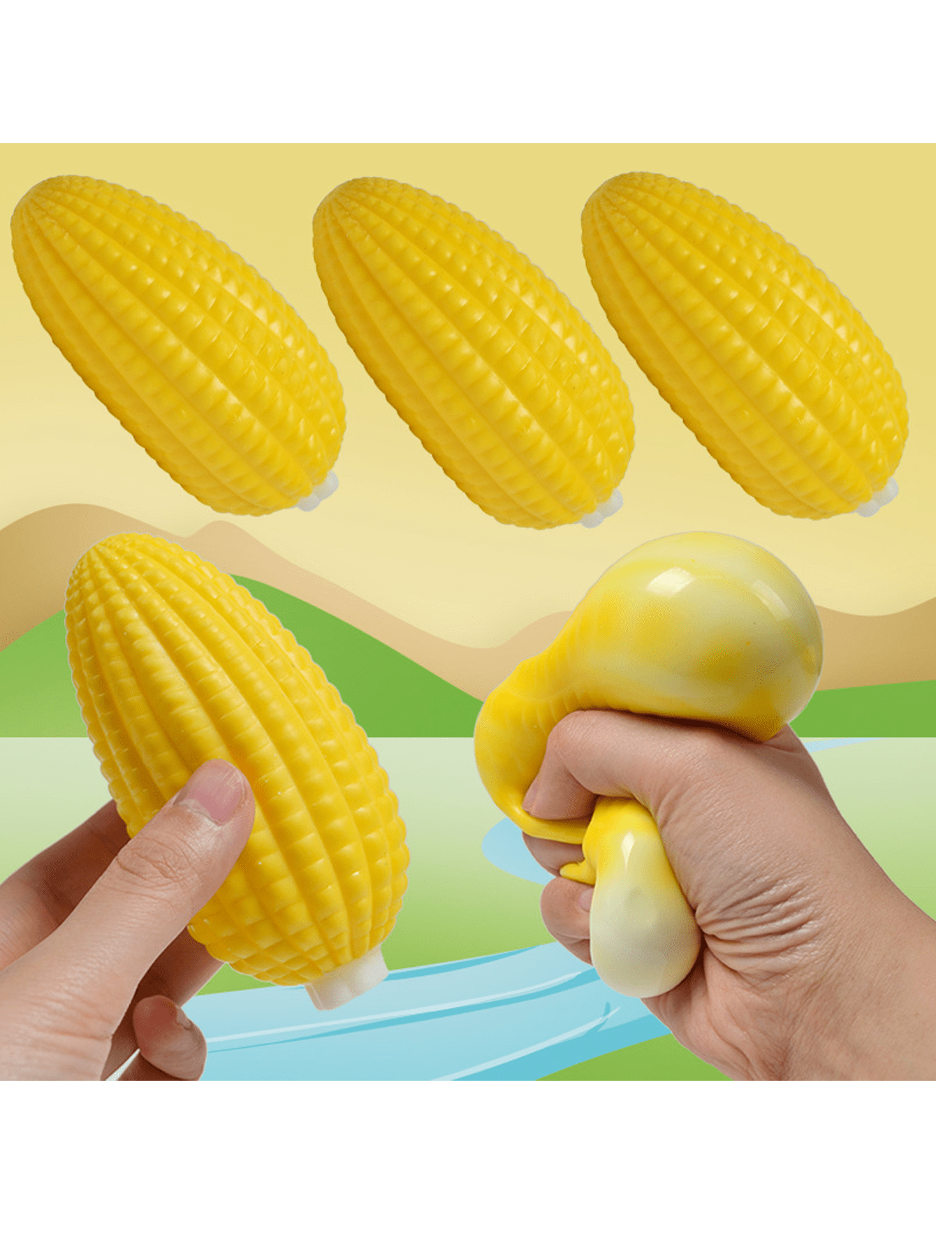 Creative Realistic Fake Corn Flour Squeeze Toy, Fruit Corn Stress ...