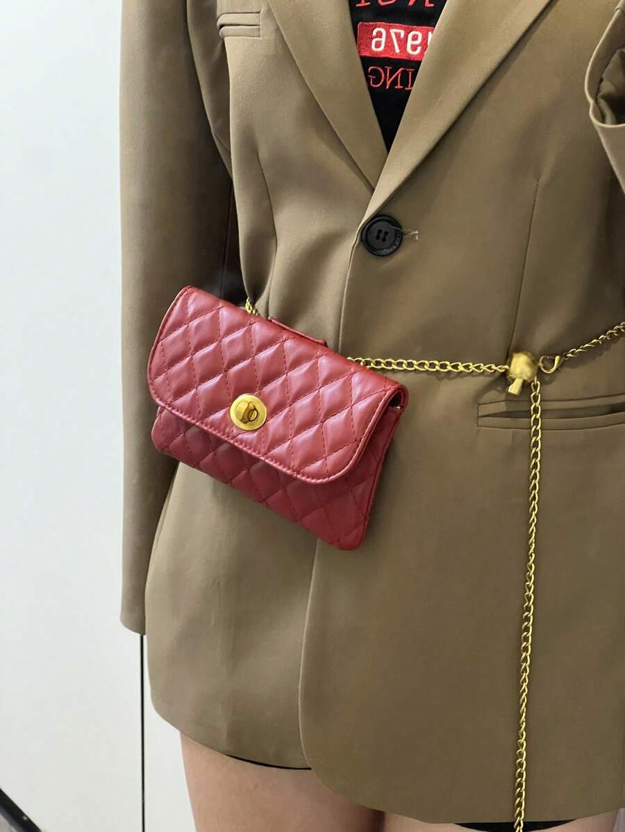 New Fashion Versatile Rhombus Embroidery Detachable Chain Mini ...