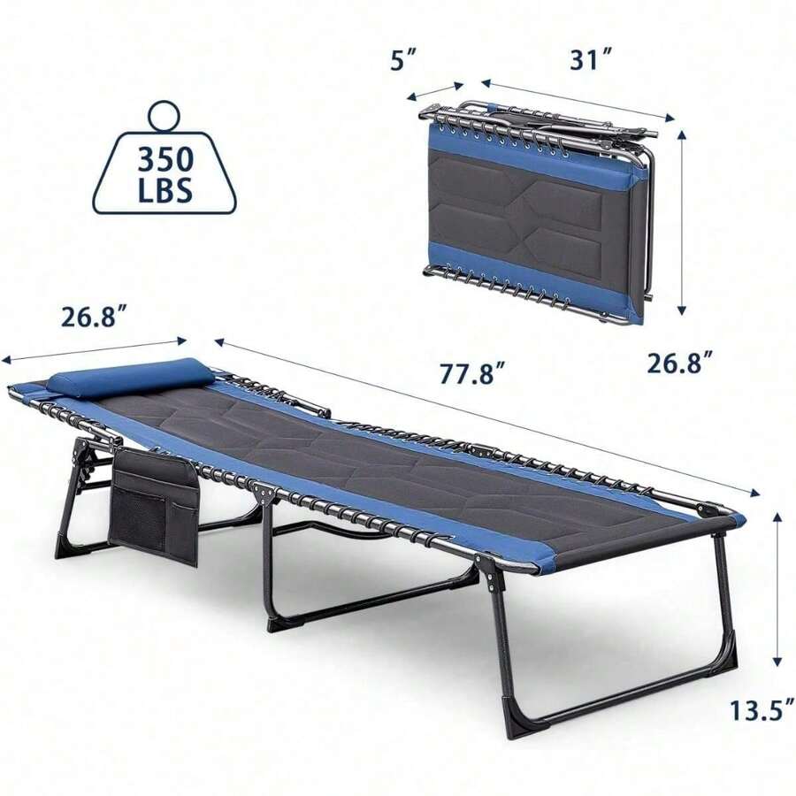 4-Fold Padded Portable Folding Outdoor Chaise Lounge Heavy Duty ...