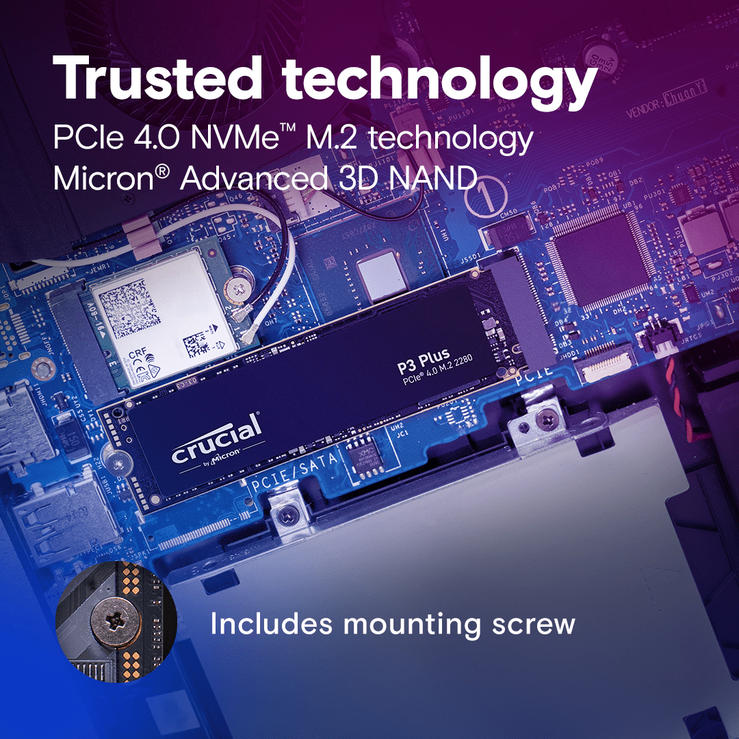 Crucial P3 Plus SSD 500GB 1TB 2TB PCIe Gen4x4 3D NAND NVMe M.2 SSD ...