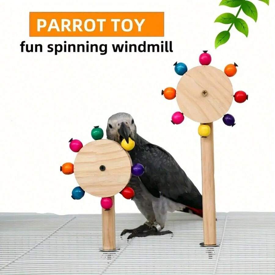Interactive Parrot Toy With Spinning Windmill Design, Colorful Wood ...