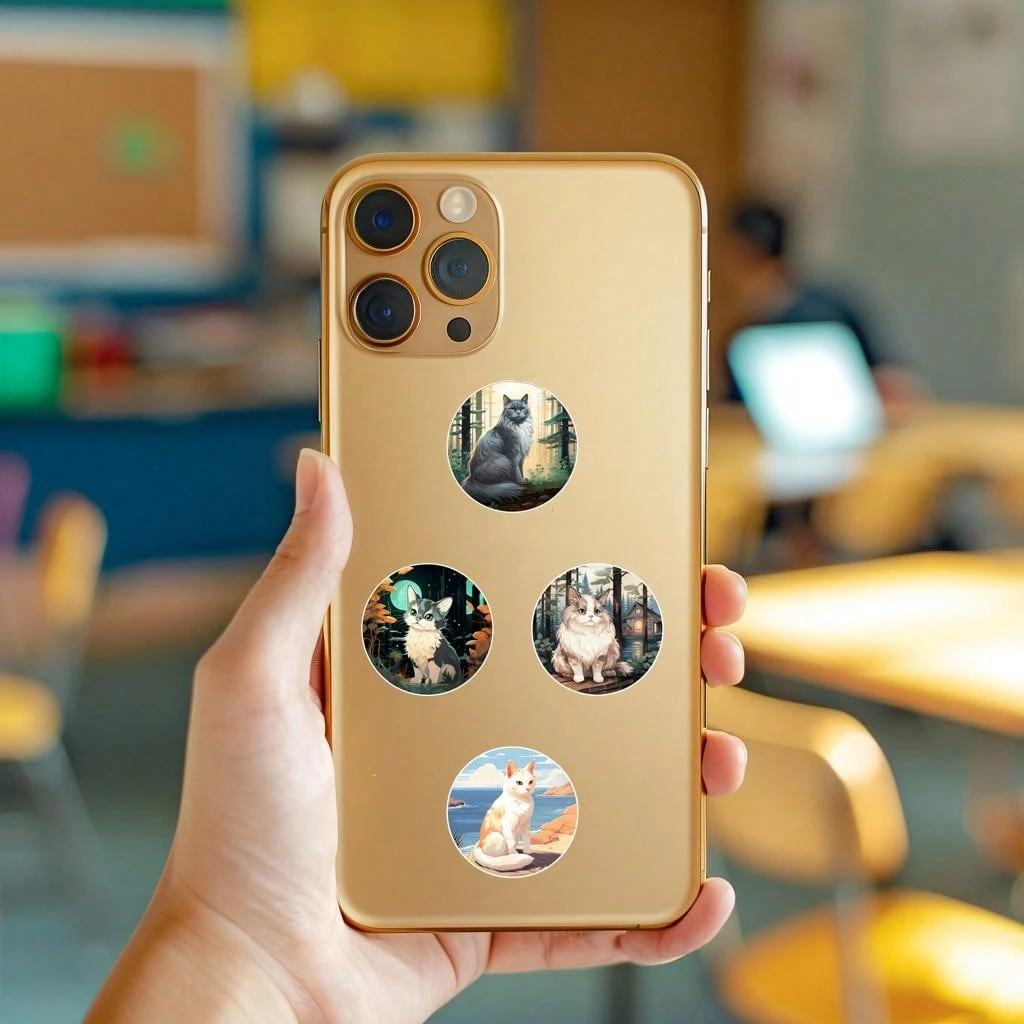55 Pcs Cool Cat Stickers - Waterproof Vinyl Decals For Phones, Tablets