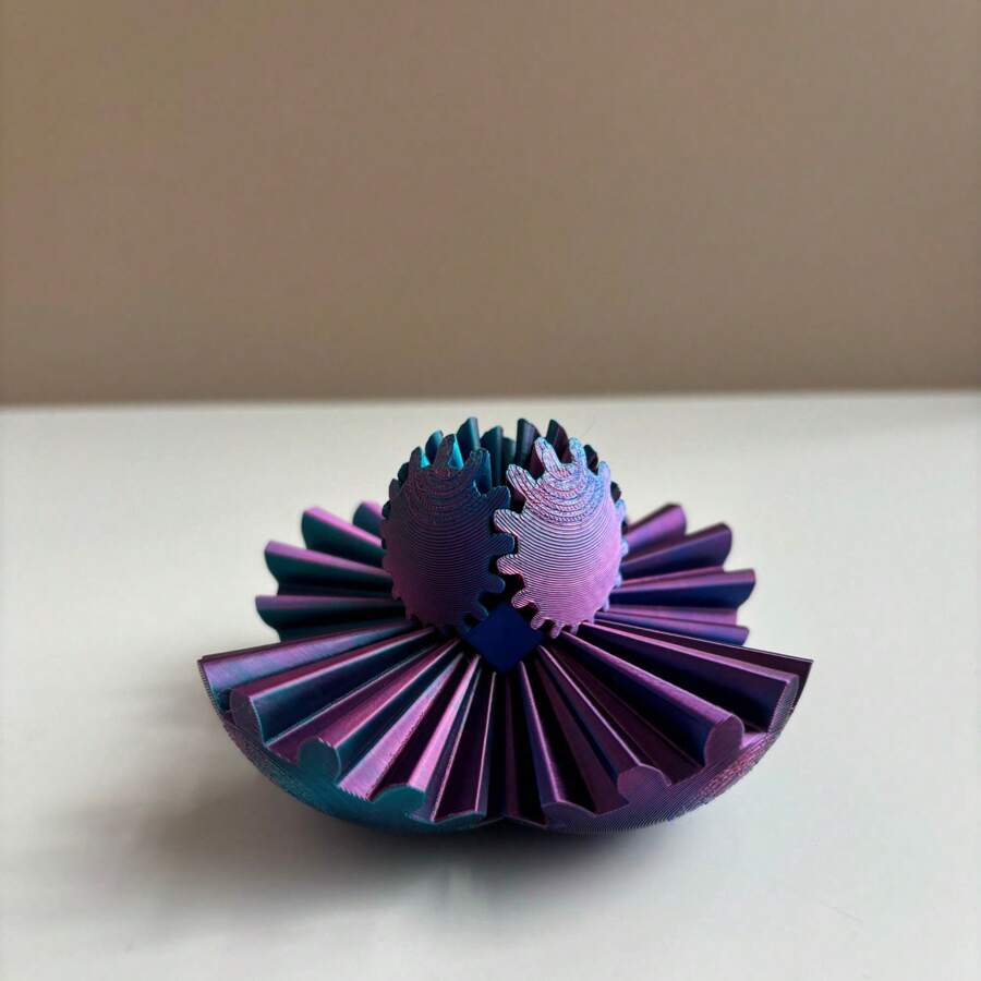 3D Printed Gear Sphere - Relax Desk Toy, Flexible Handheld Spinning ...
