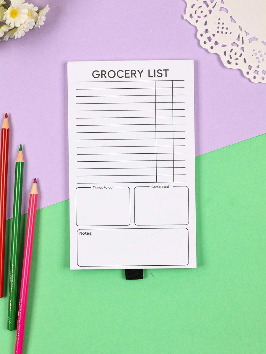1pc Fridge Magnetic Shopping List Pad, White Magnetic Memo Pad, Fully ...