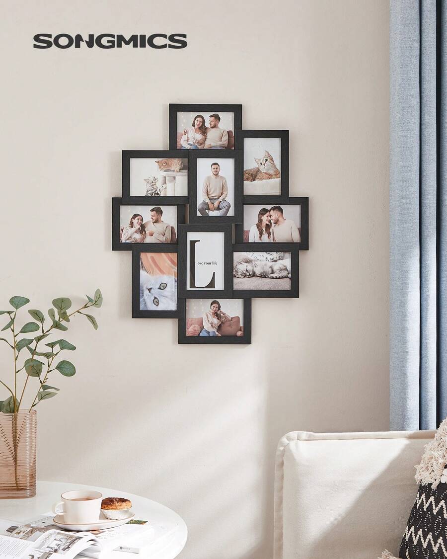 SONGMICS Collage Picture Frames, 10 Frames For 4x6 Photos, Collage ...