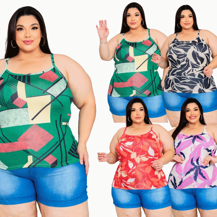 Kit 3 Regata Alça Alcinha Casual Feminino Atacado Plus Size | SHEIN Brasil