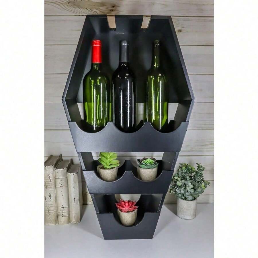 Graveyard Creepy Oddity Witches And Vampire Black Coffin Casket Wine ...