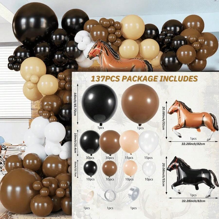 137pcs Western Cowboy Themed Party Balloon Arch Kit- Aluminum Film ...
