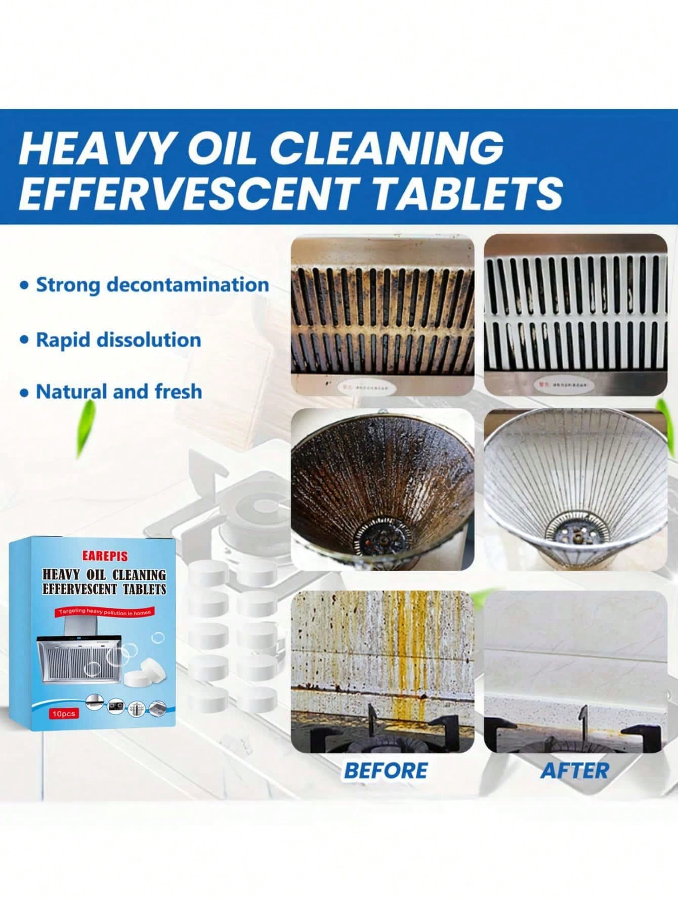 Powerful Degreasing Effervescent Tablets, Easy-Dissolving ...