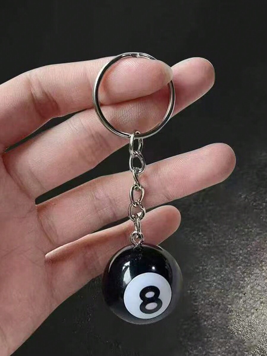 1pc Vintage Billiards Keychain Black 8 Ball Pool Creative Pendant ...