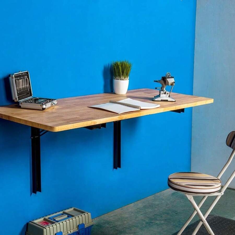 Wall Mounted Folding Workbench Heavy Duty Fold Down Table Utility Bench ...