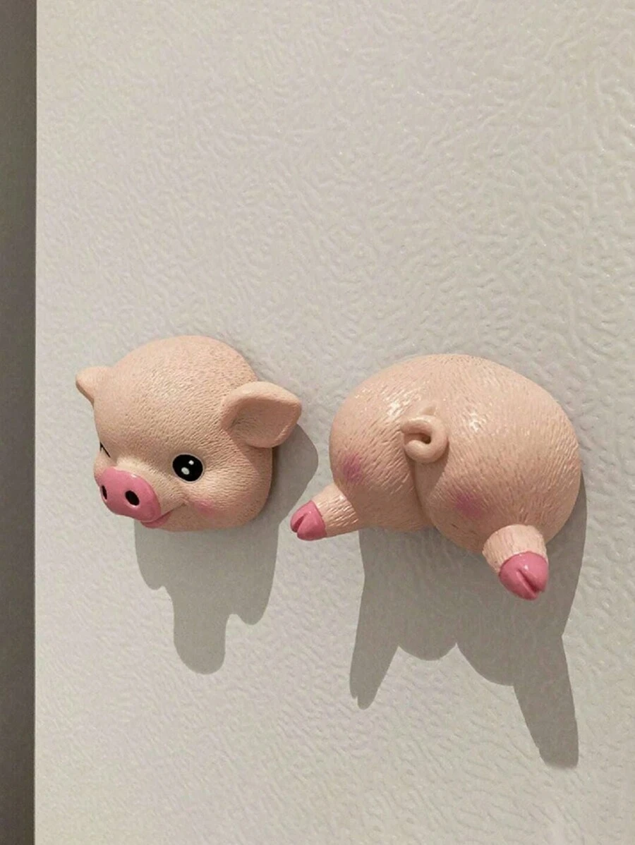 2pcs/Set- Cute Pig And Pig Butt Fridge Magnets Desktop Message Board ...