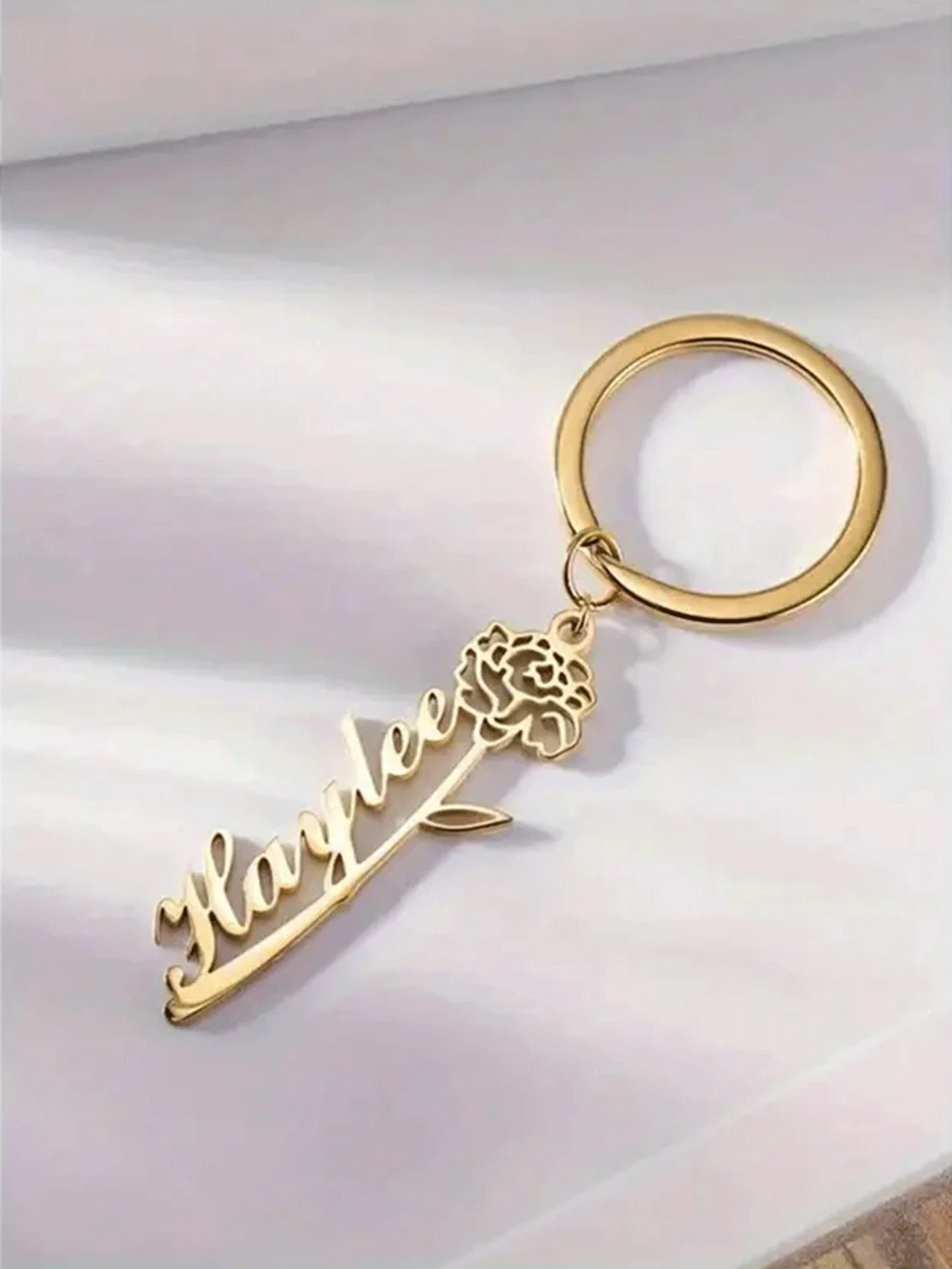 1 Personalized Stainless Steel Rose Keychain With Custom Engraved Name ...