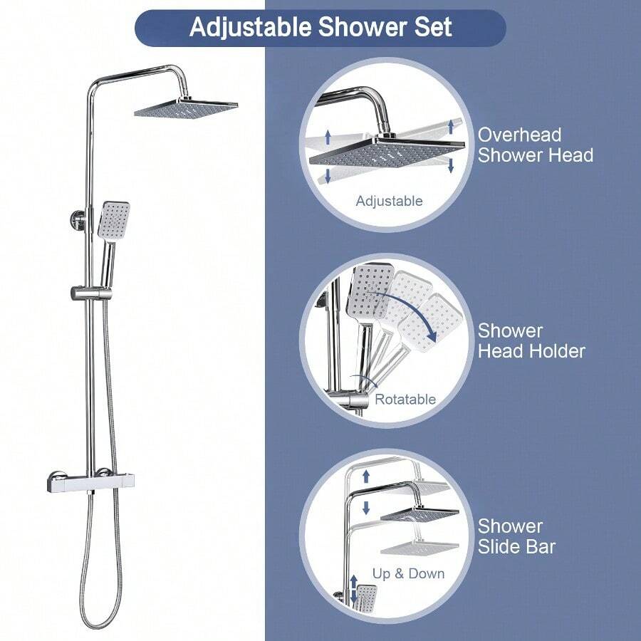 Solepearl Tat Shower System Square Tatic 38 °C Shower Mixer Set With ...