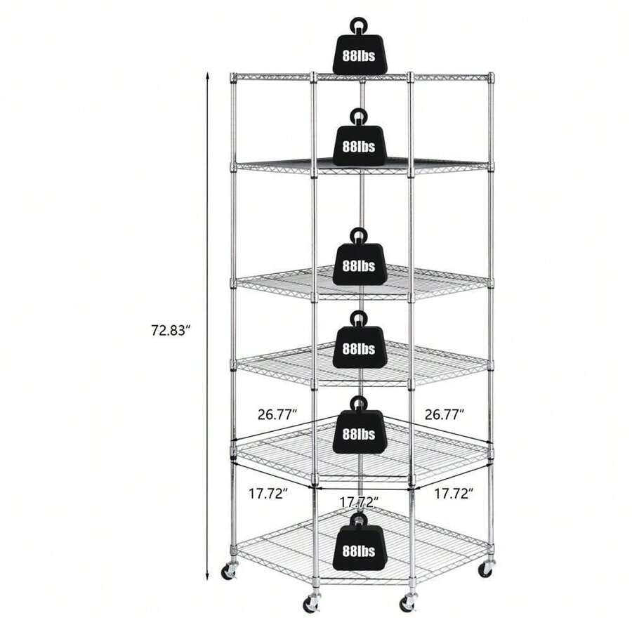 Conner 6-Tier Wire Steel Corner Shelf Garage Storage Shelving Rack ...