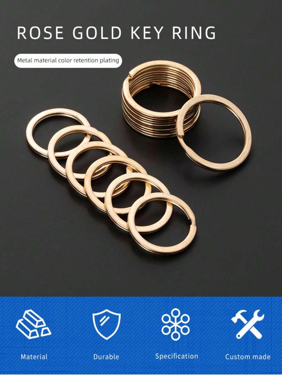 20pcs Rose Gold Key Chain Metal Flat Key Rings, Suitable For Jewelry ...