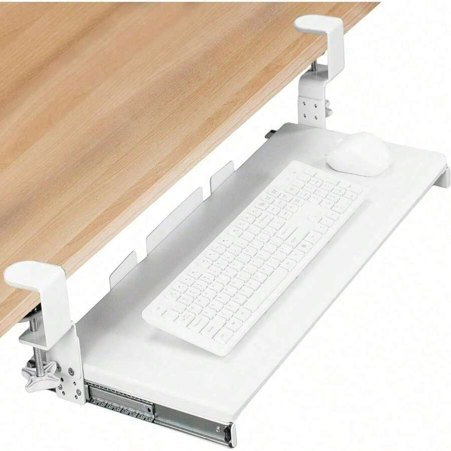 Large Height Adjustable Under Desk Keyboard Tray, C-Clamp Mount System ...
