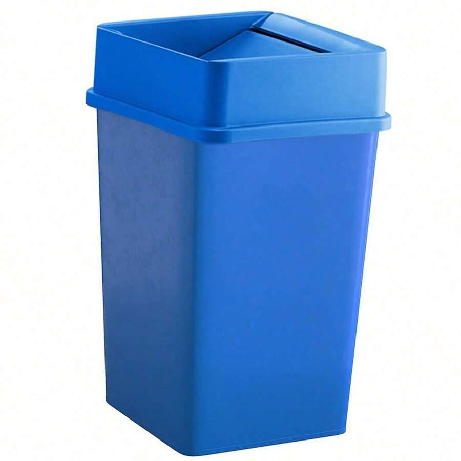 23 Gallon Blue Square Commercial Trash Garbage Can With Lid | Outdoor ...