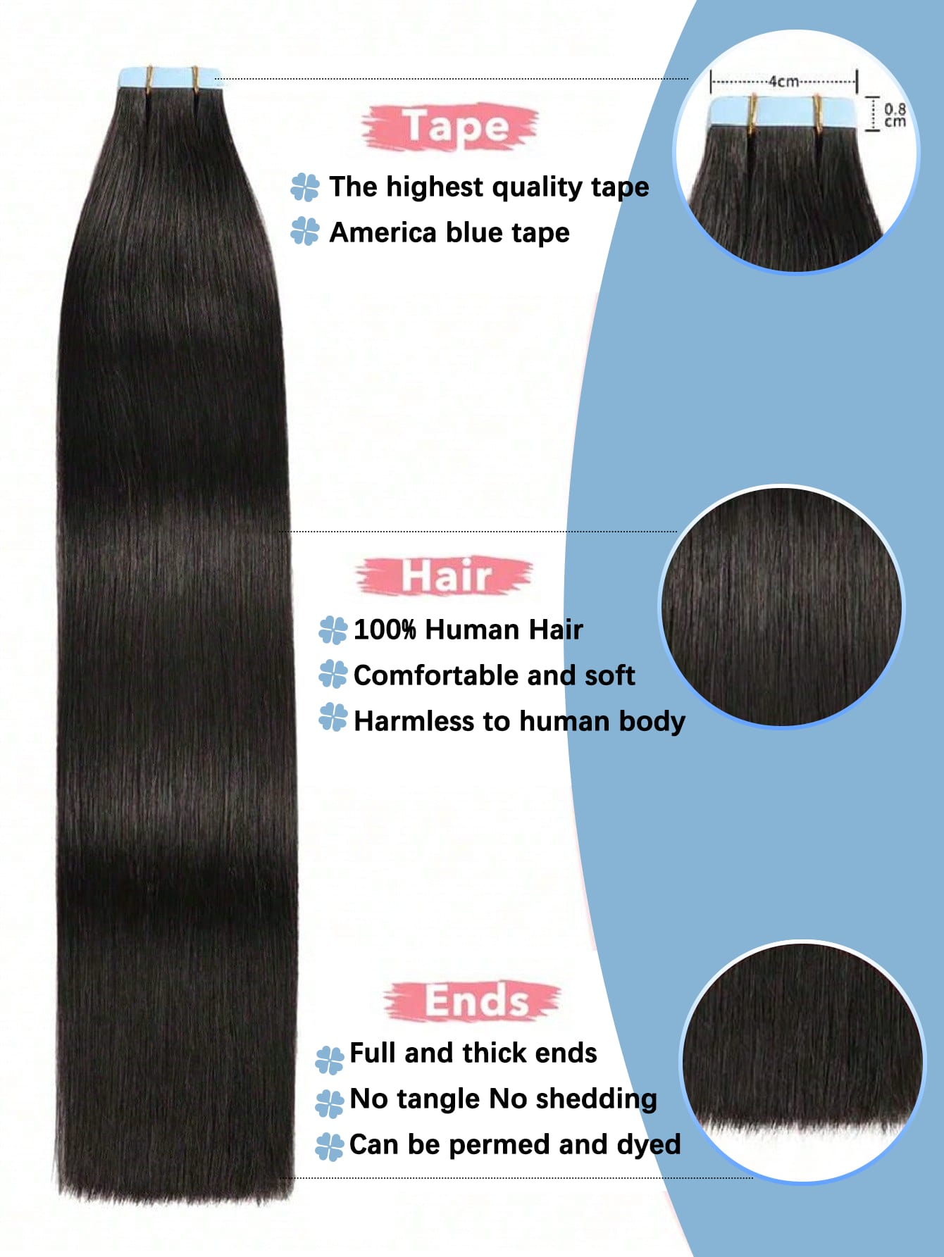 Tape In 100% Real Remy Human Hair Brazilian Human Hair Straight ...
