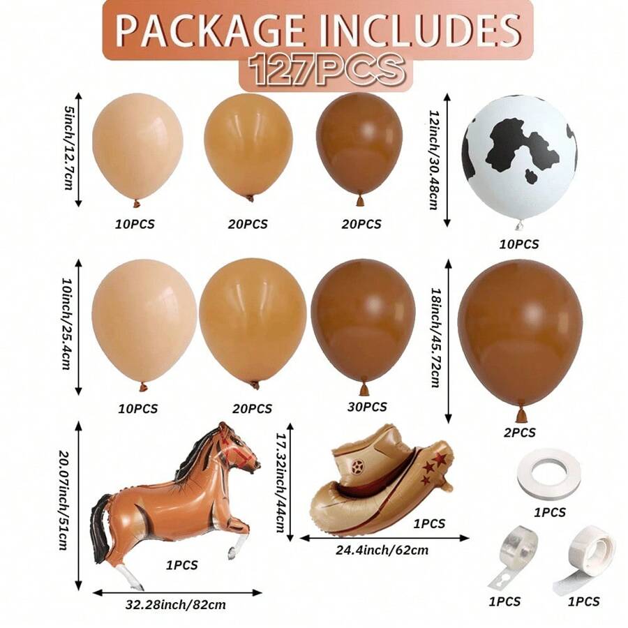 127 stuks Western Cowboy Thema Feest Ballonnenboog Kit - Aluminiumfolie ...